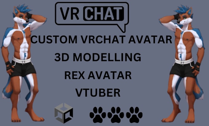Do custom vrchat avatar,3d model, rex avatar, fursona rig, vtuber ...