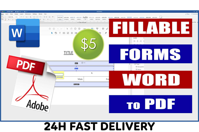Redesign create fillable change and convert ms word, pdf to fillable ...