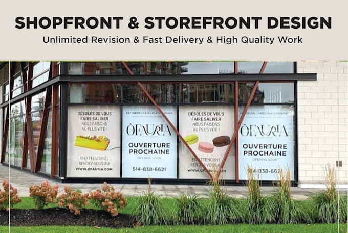 Do shopfront design, storefront design, window graphic design, signage ...