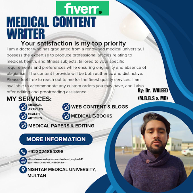 Write medical articles or medical blog posts as a doctor by ...