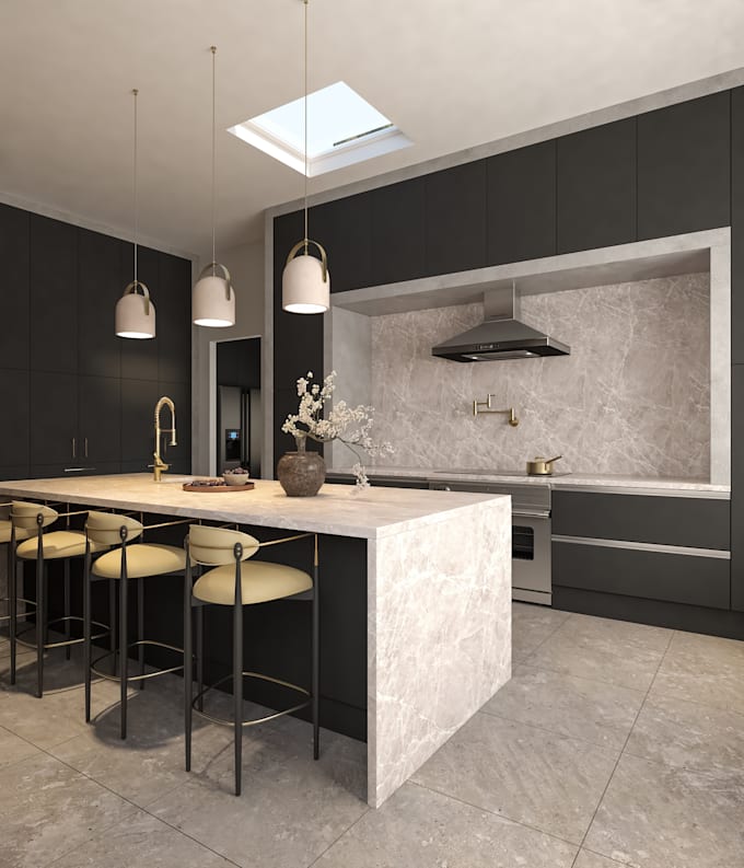 Design and render kitchen, pantry, dining in 3ds max by Rakibul_hs | Fiverr