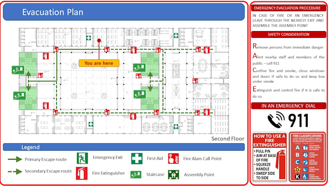 Design safety emergency evacuation fire exit, escape plan, diagram, map ...