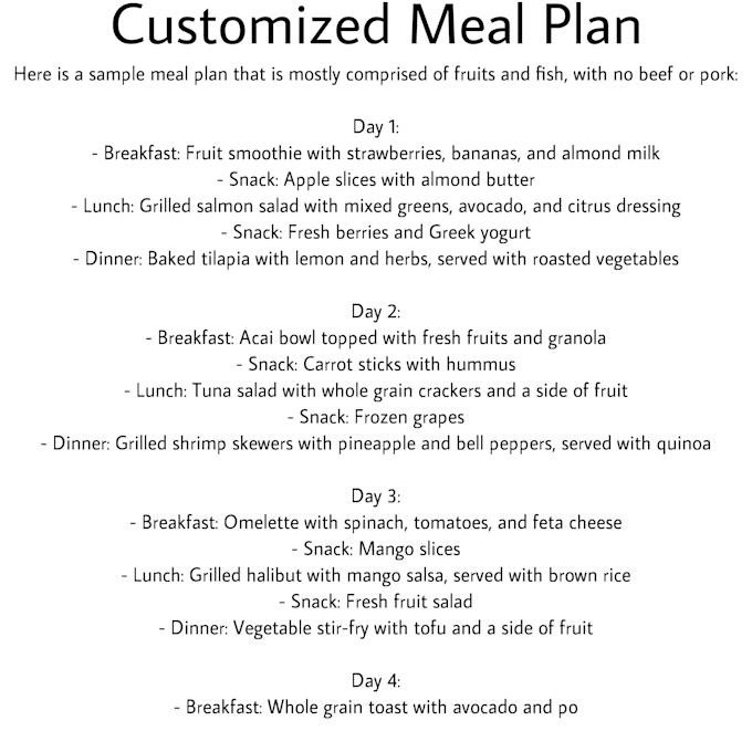 Generate a custom diet plan based on your preference by Giftedwriter82 ...
