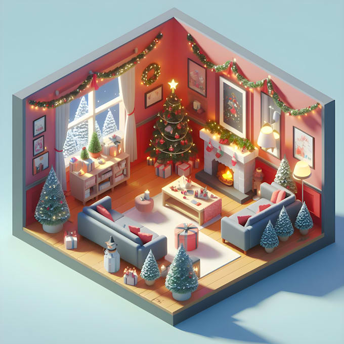 Bring your spaces to life with low poly isometric rooms by Miksipi | Fiverr