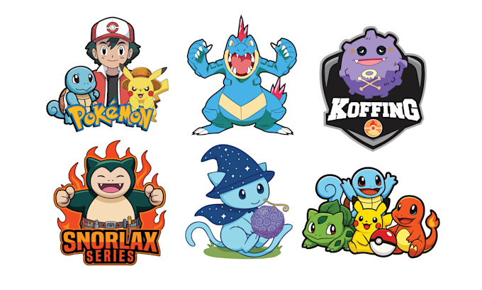 Pokemon fakemon chibi art pokemon card gym badge funks anime style logo ...