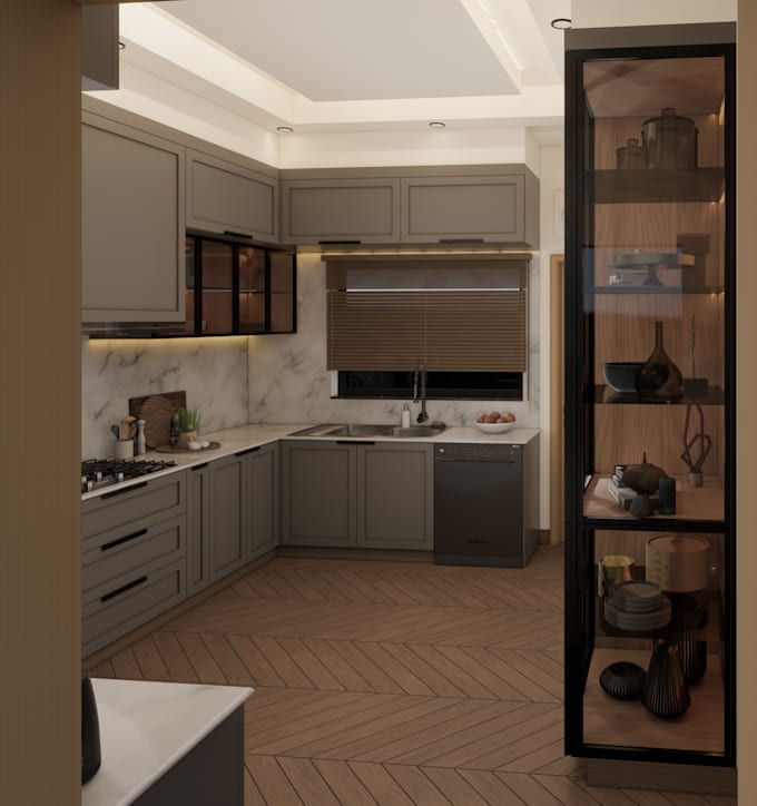 Do modern kitchen design with photorealistic renders by The_planners321 | Fiverr