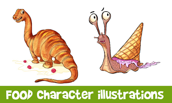 Draw food characters or mascots for you from scratch by Romelbarua | Fiverr