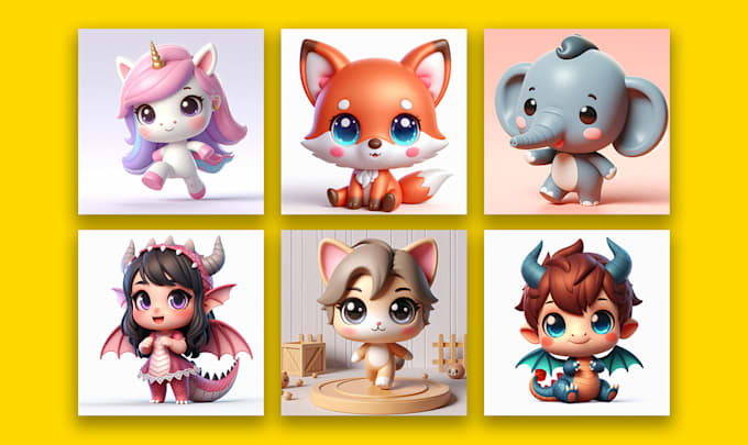 Design chibi cute 3d cartoon character modeling and rendering by R ...