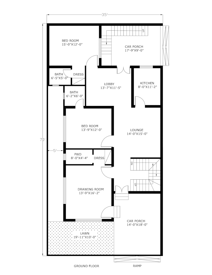 Draw architectural floor plan design, building house plan by Ubaid ...
