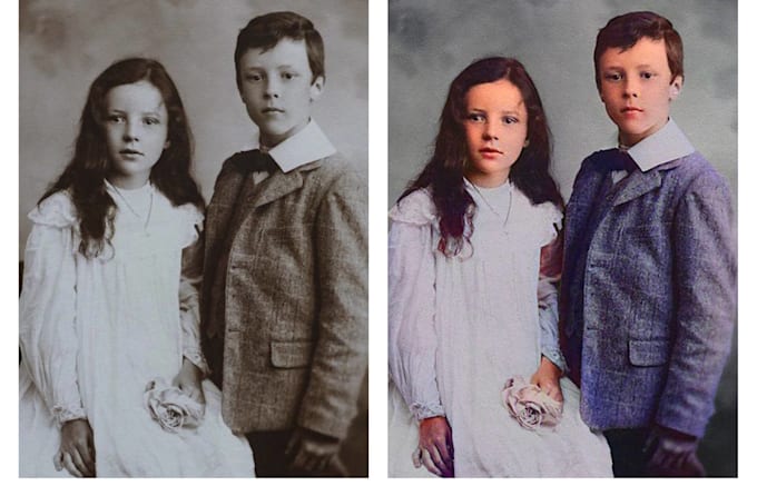 Restaurer une ancienne photo, nettoyer, réparer les dommages, coloriser ...