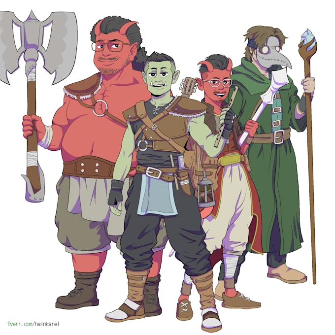 Draw your dnd character in semi cartoon art style by Heinkarel | Fiverr