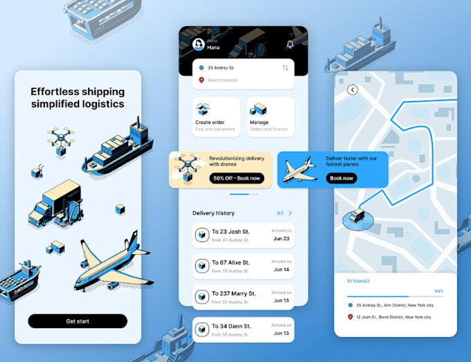 Build transport, logistics, delivery app, shipping parcel delivery by ...
