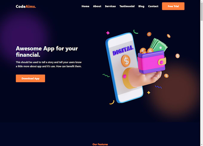 Create your frontend website using html, css, js, bootstrap by Shah ...