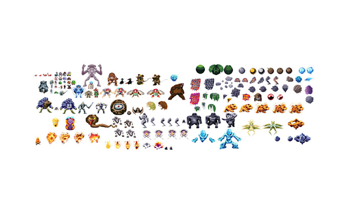 Design a custom pixel art character sprite by Makrdesigns | Fiverr