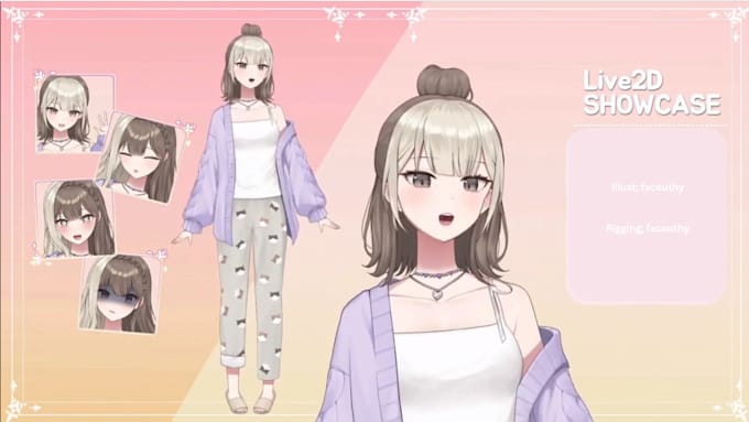 Render live2d vtuber model, 2d vtuber model, 2d vtuber rigging, vtuber rigging by Facouthy | Fiverr