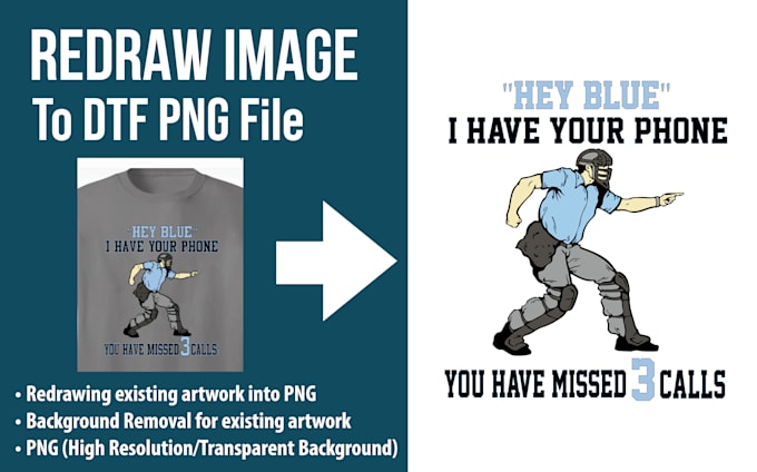 Convert and redraw images to dtg dtf printing png files by Zerography | Fiverr
