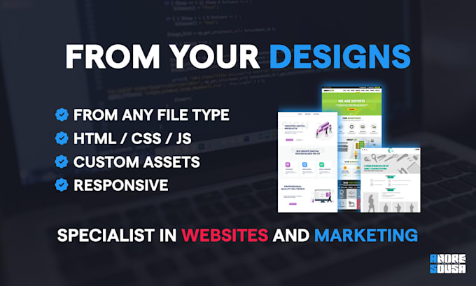 Convert psd, ai, png, jpeg to html css website by Dev_andresousa | Fiverr