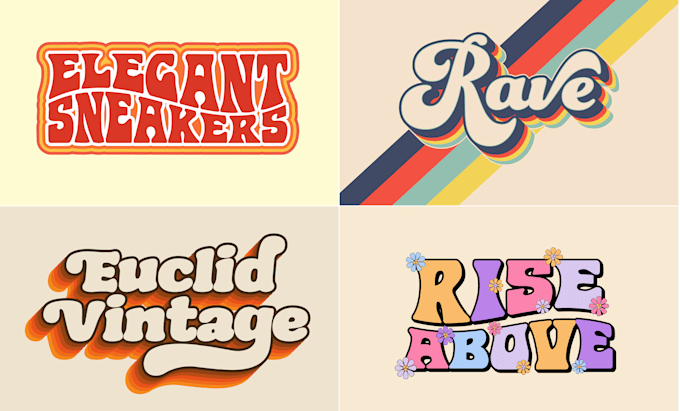 Design 3d 70s vintage retro striped typography logo, t shirt by Sani ...