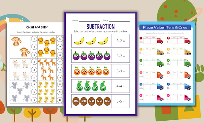 Design custom kids math worksheets for kindergarten, preschool by ...