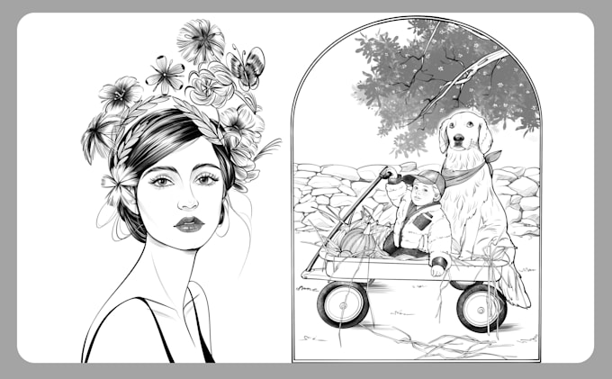 Create for you an awesome line art style illustration by Hotah_no1 | Fiverr