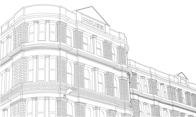 Draw detailed building line art and any product sketch for your own ...