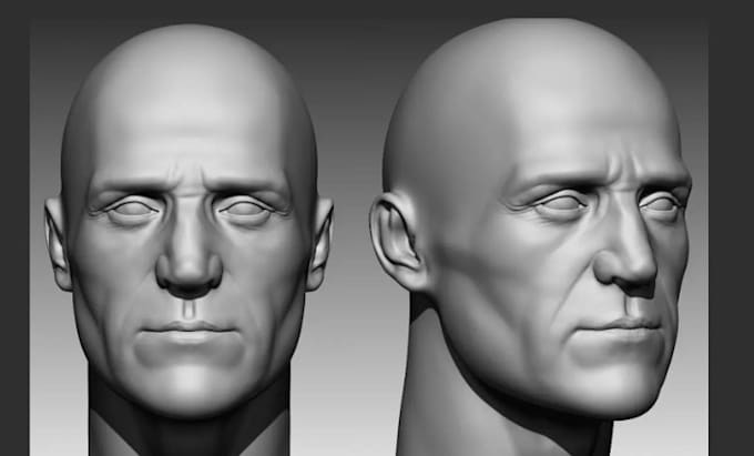 3d head, sculpt realistic 3d head, 3d head for 3d printing, printable ...