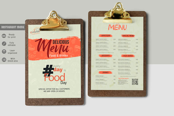 Create an amazing menu design, food menu, restaurant menu design by ...