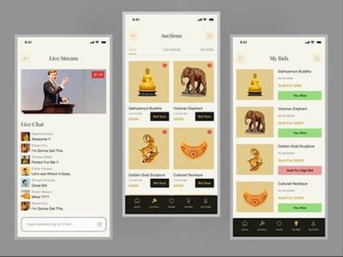 Develop an high quality online auction, live bidding, multivendor app ...