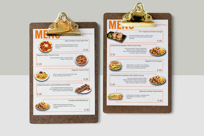 Design your menu card, price list or catalog by Umindu | Fiverr