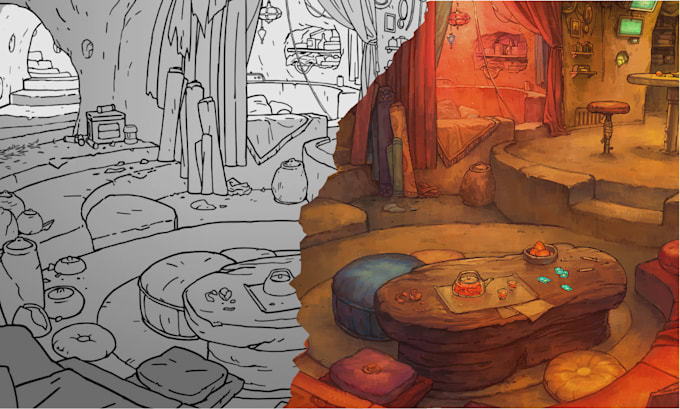 Zeichne anime-stil vtuber-hintergrund-stream-overlay vtuber-raum-visual ...