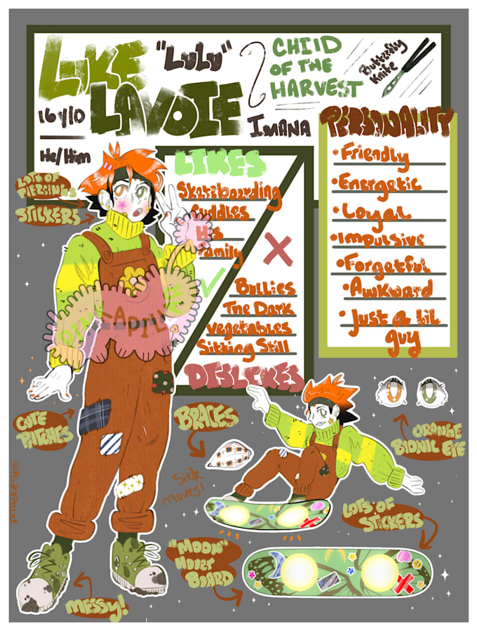 Make a reference sheet for your character by Pinkapillar | Fiverr