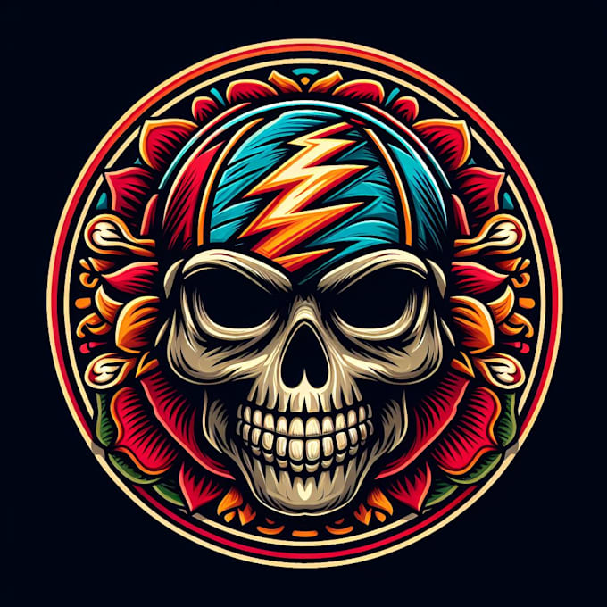 Design a unique modern grateful dead skull mascot logo with unlimited ...