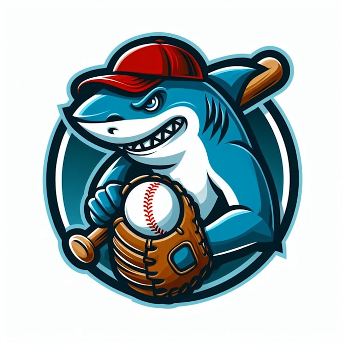 Design a unique modern shark playing baseball mascot logo for you by ...