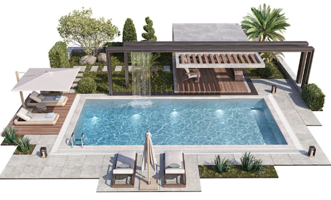 Design and render your swimming pool, landscape park, garden, patio ...