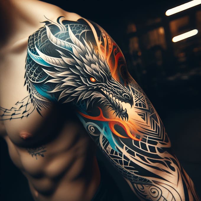Draw amazing tattoo design, realistic sleeve tattoo design by ...
