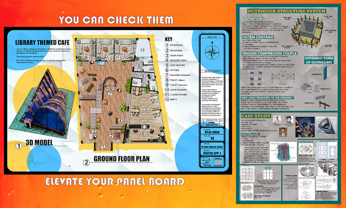 Design best architectural photoshop panels, presentation boards and ...