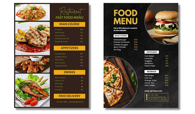 Design a special and amazing menu, food menu, cafe or restaurant menu ...