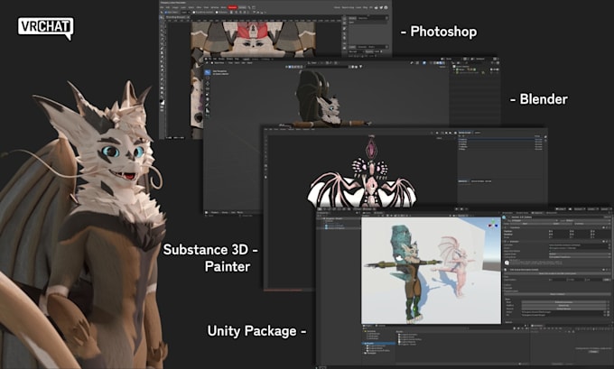 Avatar 3d character model furry vrchat avatar humanoid vriod vtuber ...