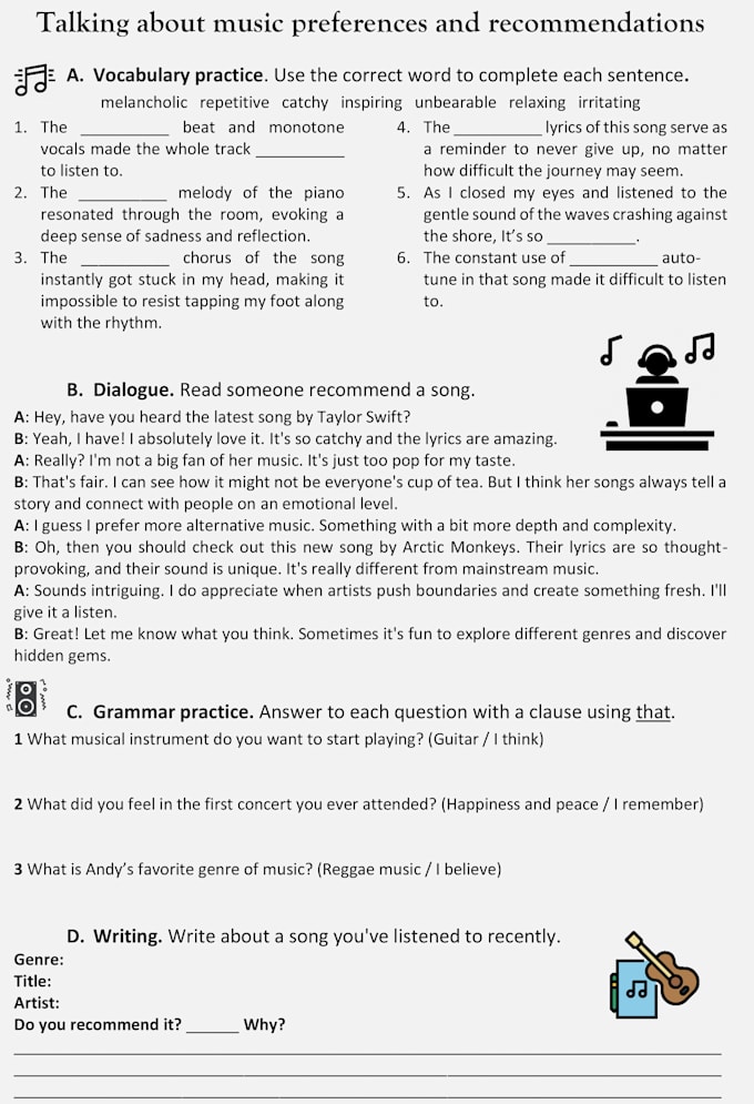 Create english worksheets for english students by Albaesp | Fiverr