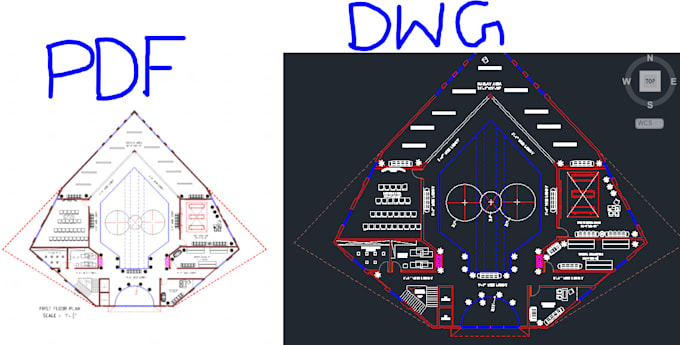Redraw floor plan pdf file to dwg , jpg to dwg , dwg to pdf by Binance123 | Fiverr