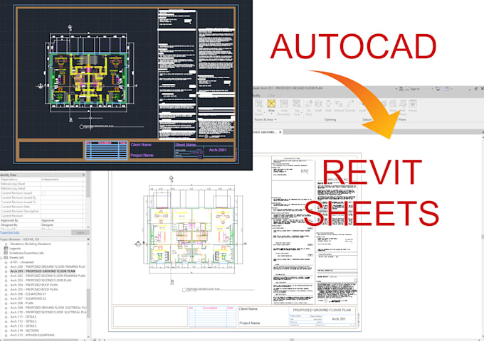 2d cad or pdf files to revit detailed model including sheets by Ayca ...