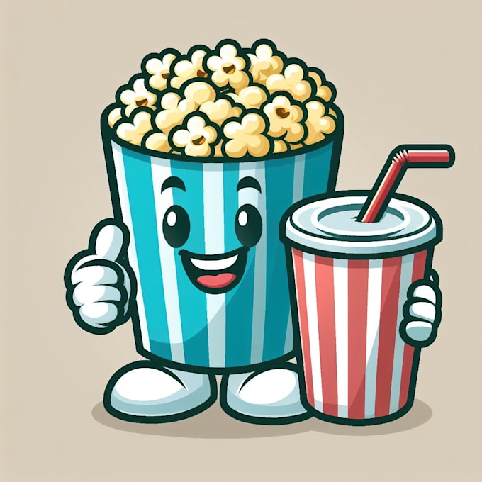 Creative popcorn bucket and cup mascot logo design for your company by ...