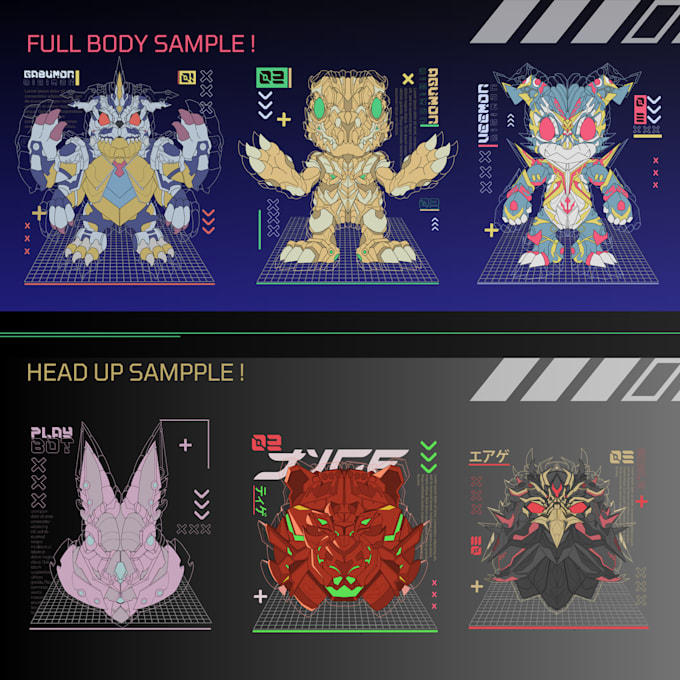 Draw mecha, robot cyber style for tshirt, logo, or sticker by Neratan ...