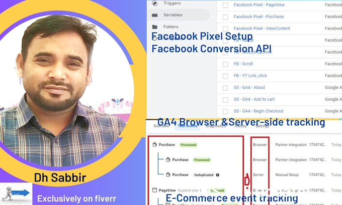 Setup facebook pixel,fb conversion api,google analytics 4,ga4,ecommerce tracking by Dhsabbir_ga4 ...