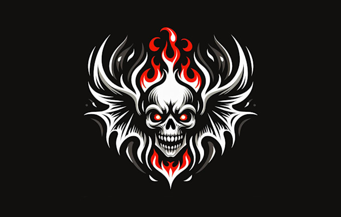 Ignite the inferno skull and fire wings logo designs for a daring brand ...