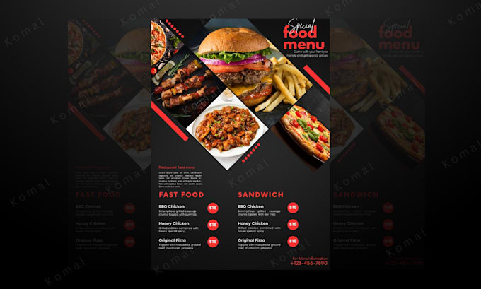 Design your food business menu, restaurant menu, food flyer by ...