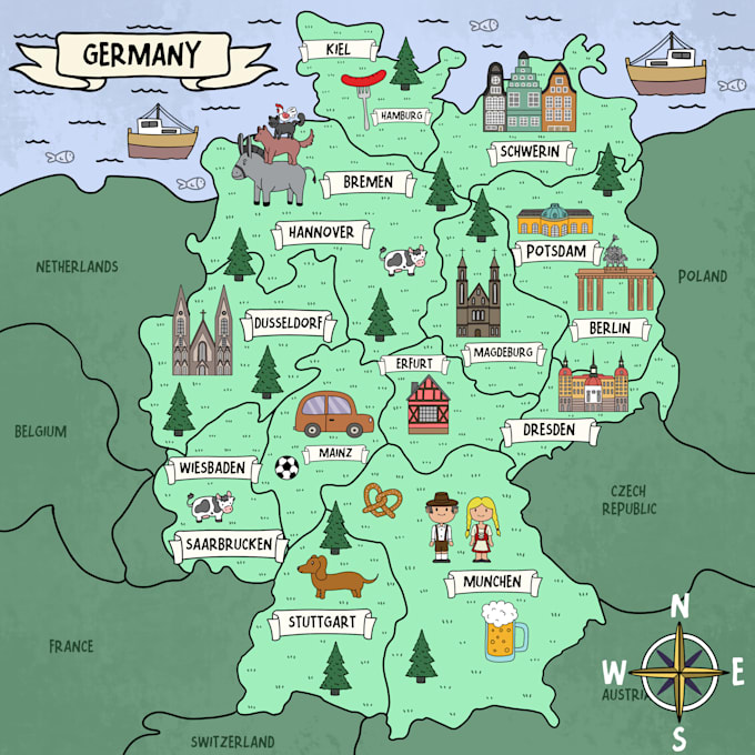 Draw a 2d vector map in cartoon style by Rohan_duck | Fiverr