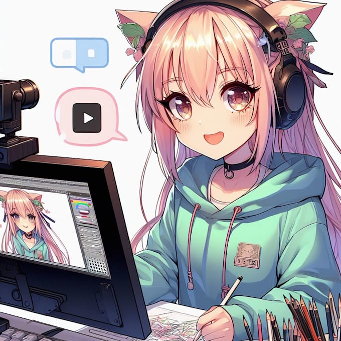 Draw anime art fanart character illustration vtuber oc live2d avatar ...