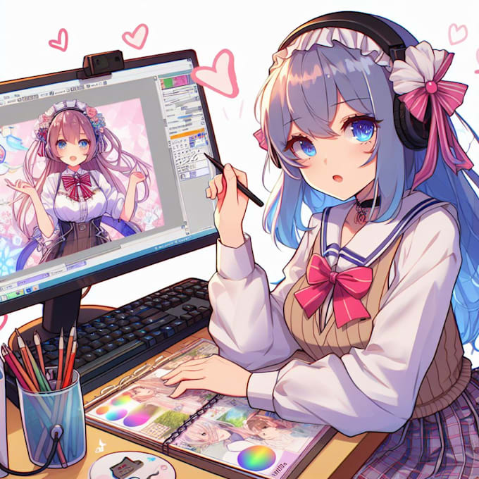 Draw custom pngtuber stream vtuber illustration fanart live2d avatar ...