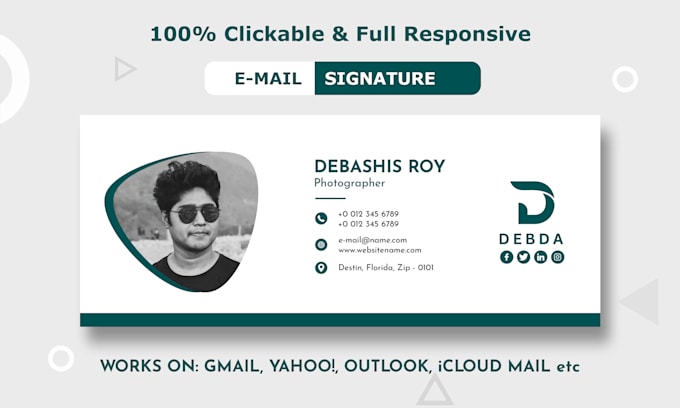 Design clickable html email signature and fully responsive by Dr_debda | Fiverr